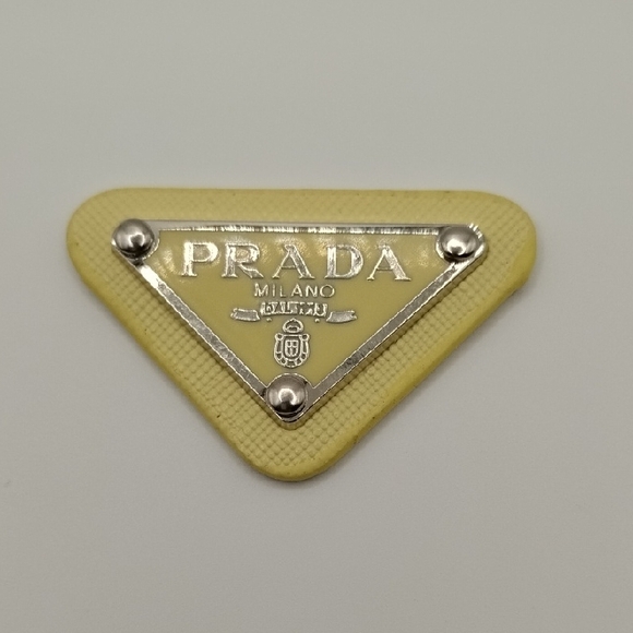Prada | Accessories | Prada Triangular Yellow Silver Patch Authentic ...